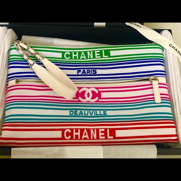 CHANEL | Bags | Chanel Clutch Cc Border Handle Pouch Multicolor | Poshmark